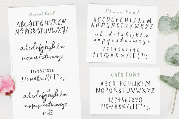 Sage and Pink Handwritten Font Family – pixelcolours